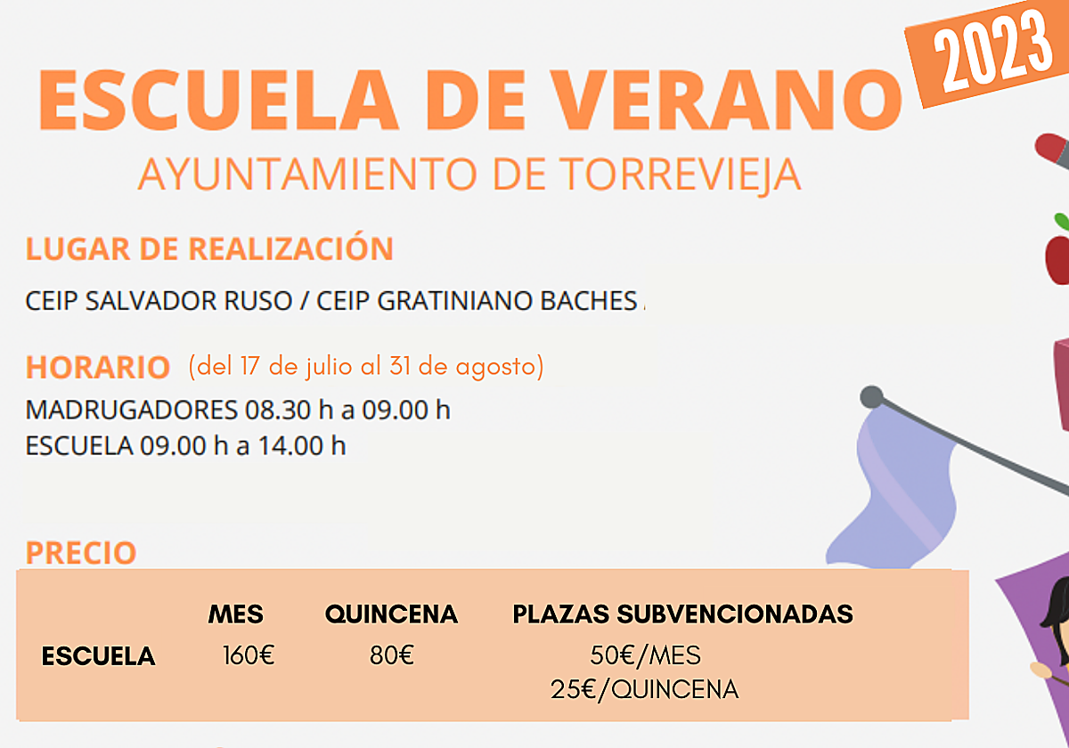 Abierto el plazo de inscripción para las Escuelas de Verano de Torrevieja | La Verdad
